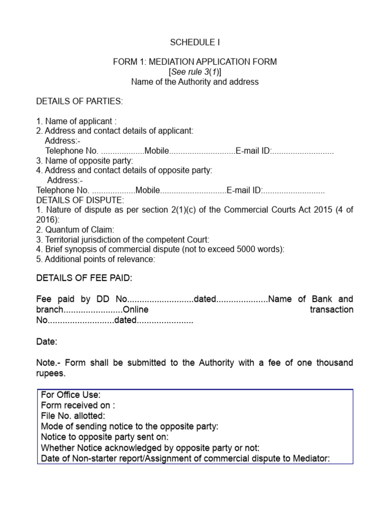 Mediation Application Form Guidelines | PDF | Separation Of Powers ...