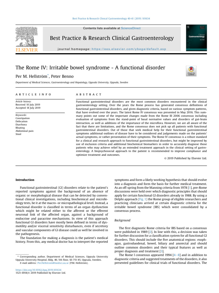 The Rome IV - Irritable Bowel Syndrome - A Functional Disorder | PDF | Irritable Bowel Syndrome ...