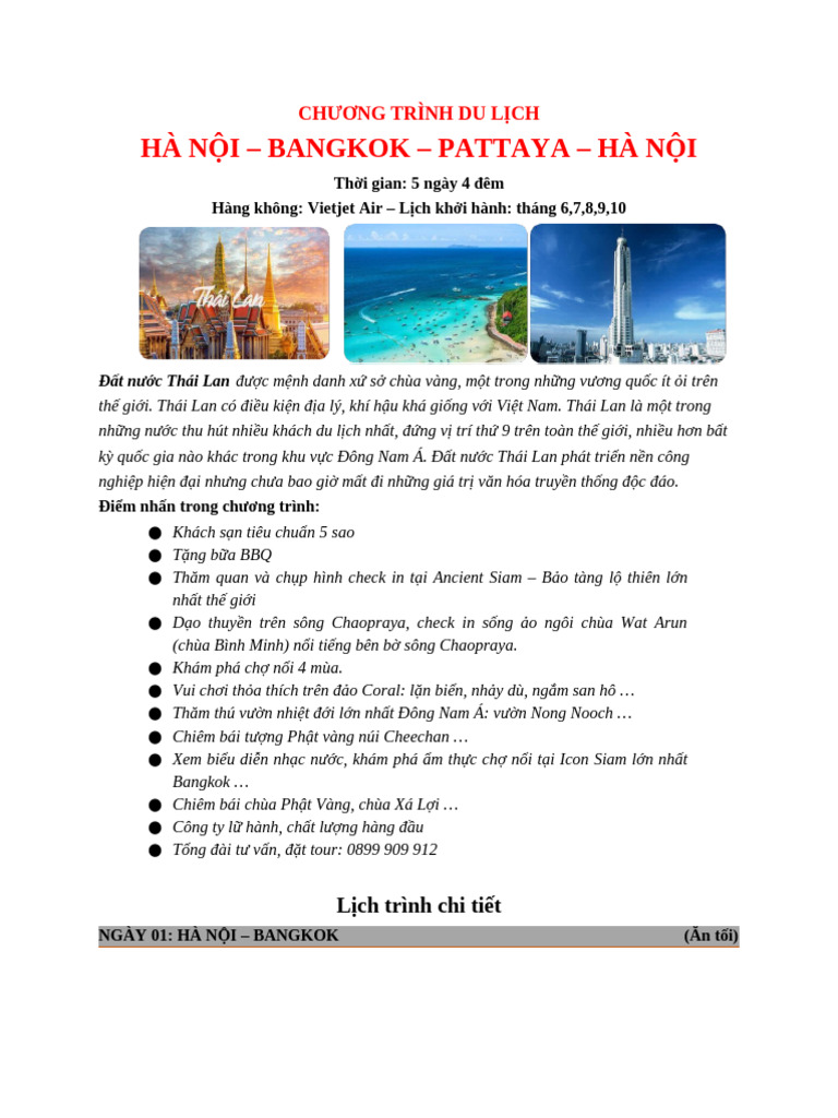 HAN - THÁI LAN T6, T7 5N4D VJA (1) | PDF