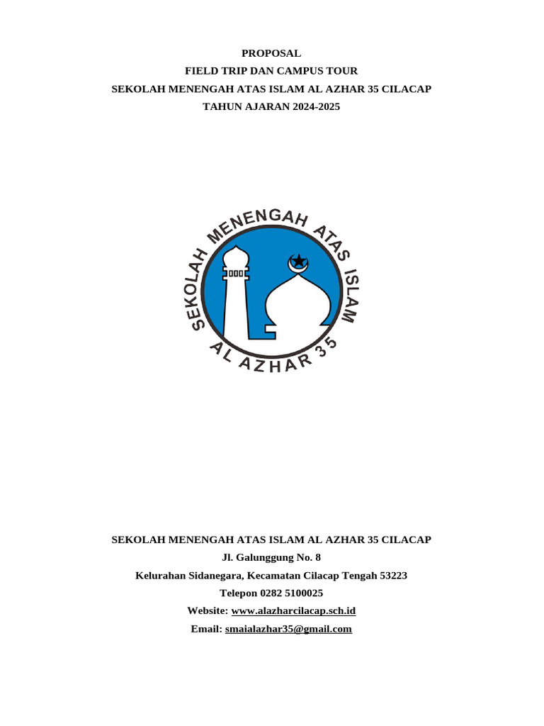 Proposal Field Trip SMA Al Azhar 35 | PDF