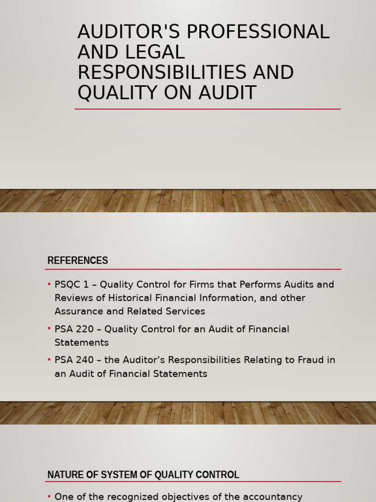 Auditor Responsibilities and Quality Control | PDF | Audit | Certified ...