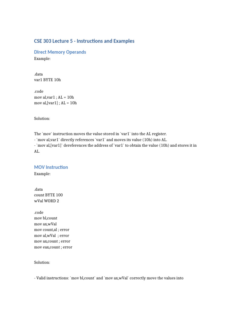CSE 303 Lecture 5 Solutions | PDF
