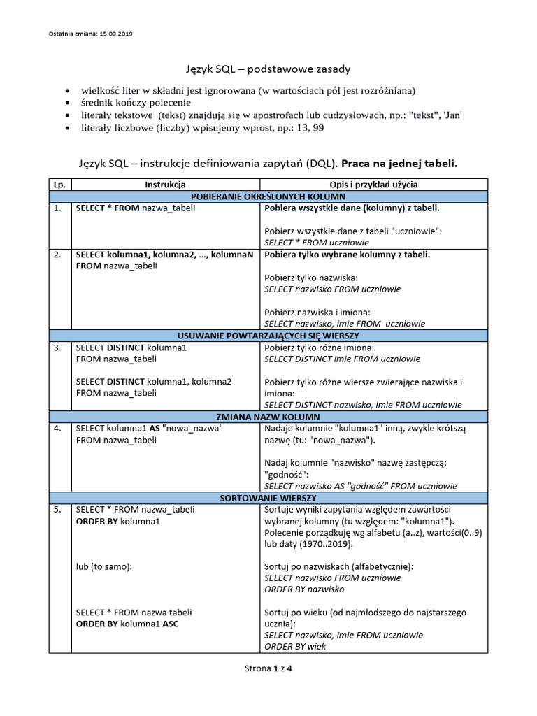 SQL-SELECT Opis | PDF