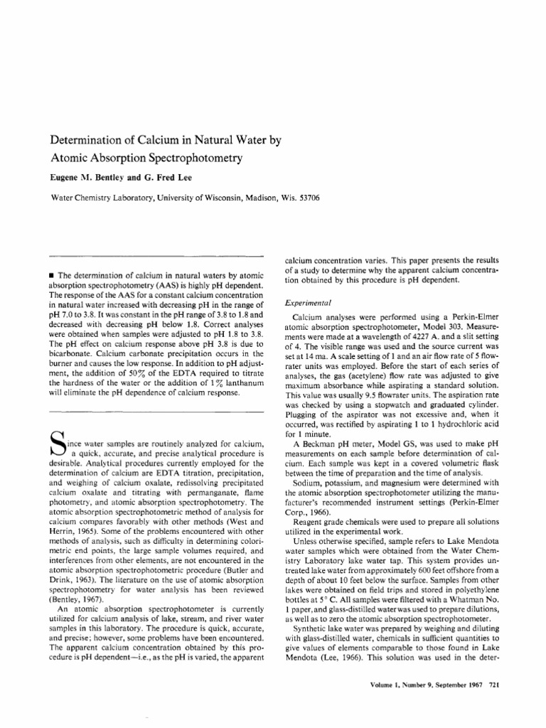Envir Sci Tech 1967 v1 p721 | PDF | Alkalinity | Spectrophotometry