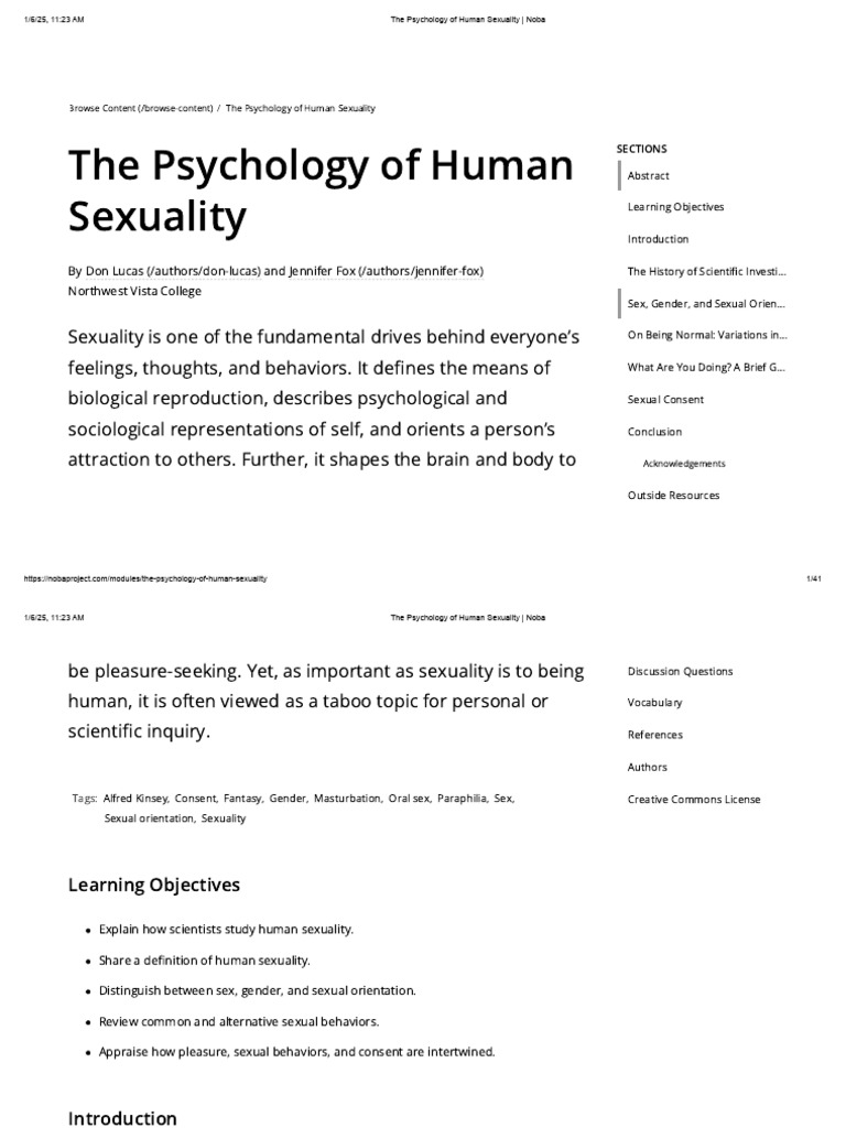 The Psychology of Human Sexuality _ Noba | PDF | Sexual Orientation | Gender Studies