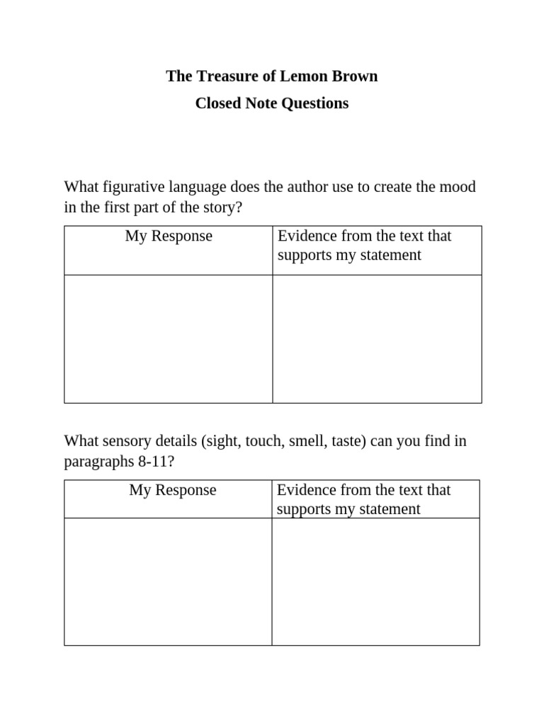 The Treasure of Lemon Brown Closed Notes (3) | PDF