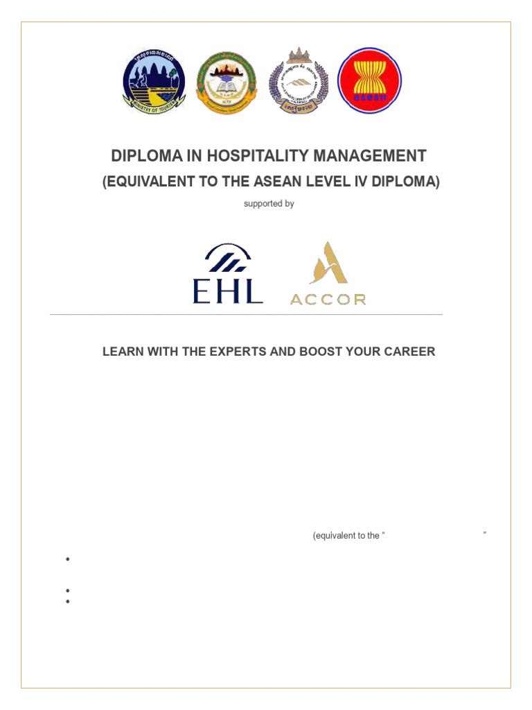 DHM Program Brochure Hospitality Management | PDF
