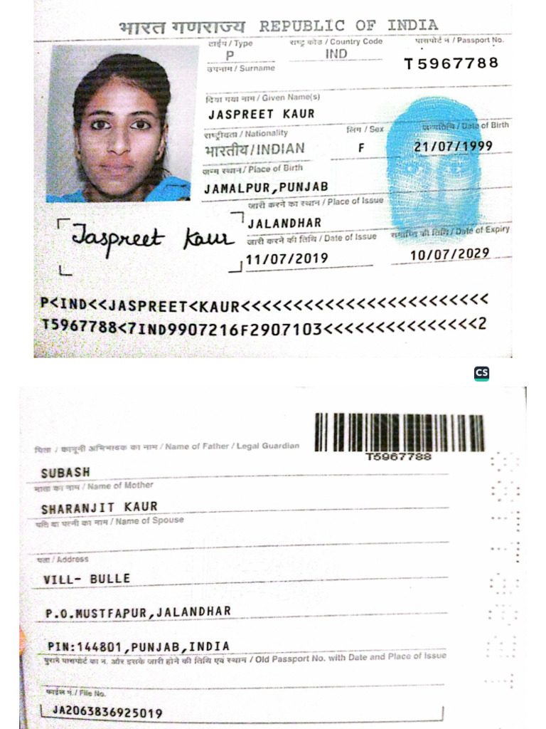 PASSPORT JASPREET | PDF
