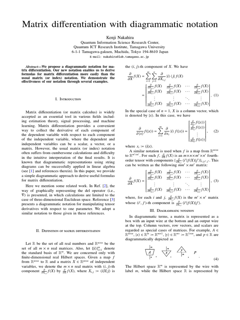 Diagrammatic Matrix Differentiation | PDF | Matrix (Mathematics ...