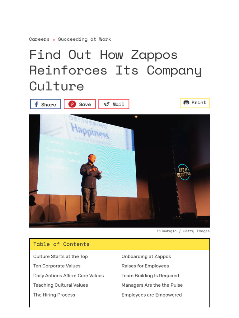 Find Out The Ways Zappos Reinforces Its Company Culture | PDF | Zappos ...
