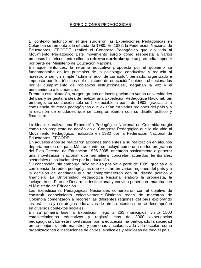 EXPEDICIONES PEDAGÓGICAS - Colombia | PDF | Pedagogía | Colombia