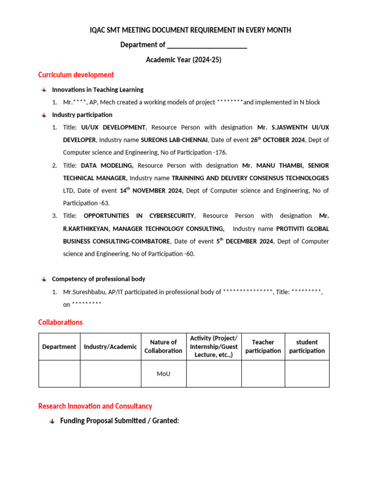 SMT Department Requirements | PDF | Engineering | Science