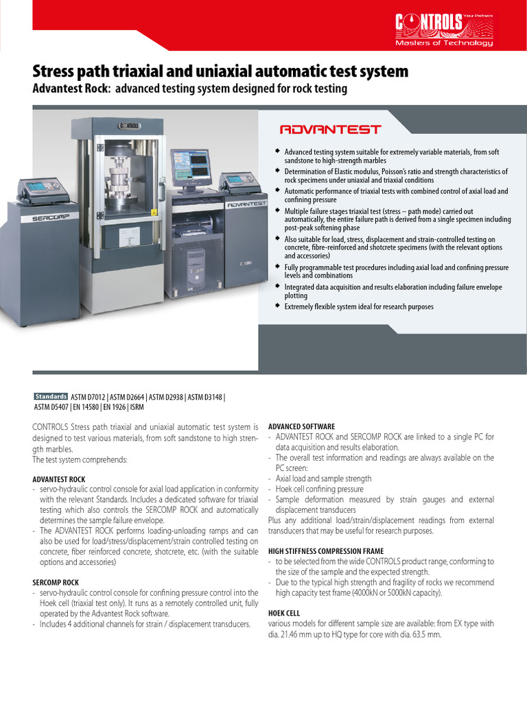Advantest Rock Stress Path Triaxial and Uniaxial Autoamtic Test System ...