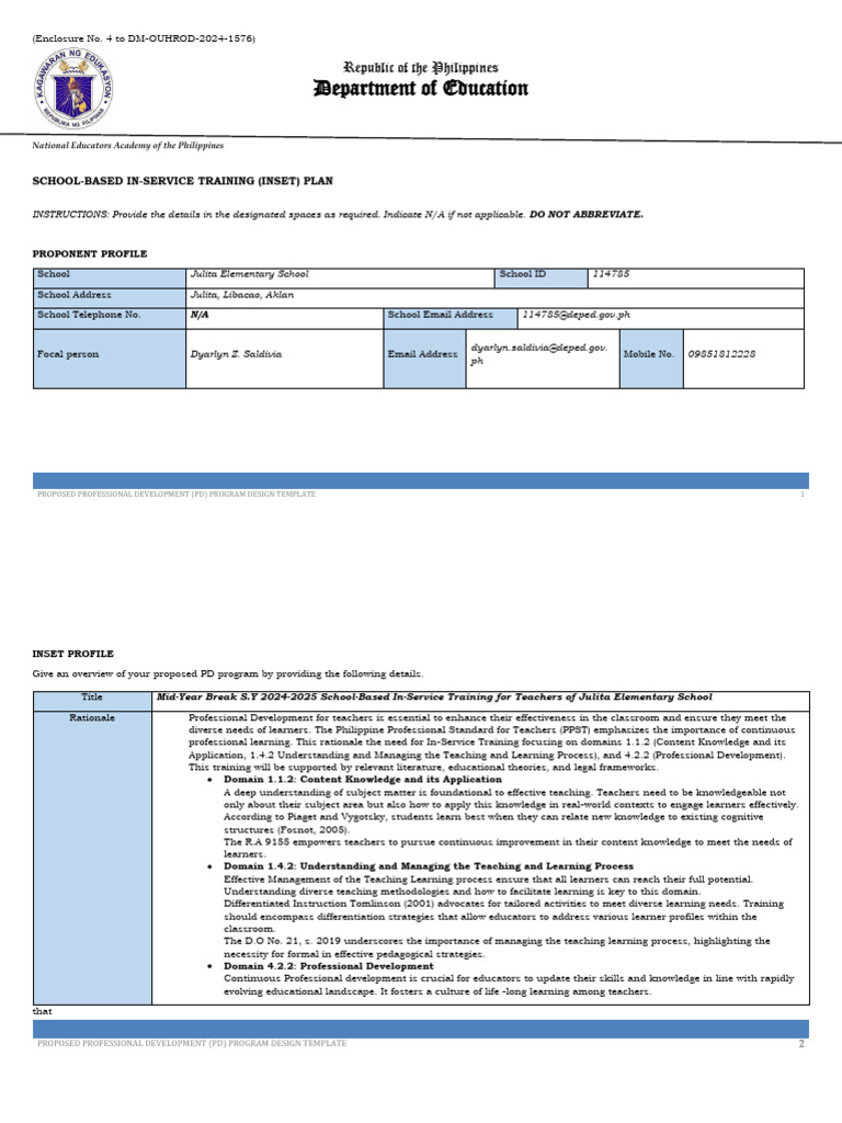 Midyear Inset Plan 2024 Julita Es | PDF | Learning | Educational Technology