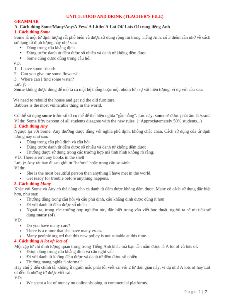 Bài Tập Bổ Trợ Anh 7 Global Năm Học 2022 2023 Unit 5 Global Success 7 Hs | PDF