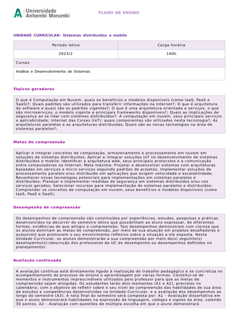 Sistemas Distribuídos e Mobile | PDF | Computação em nuvem | Sistema de ...