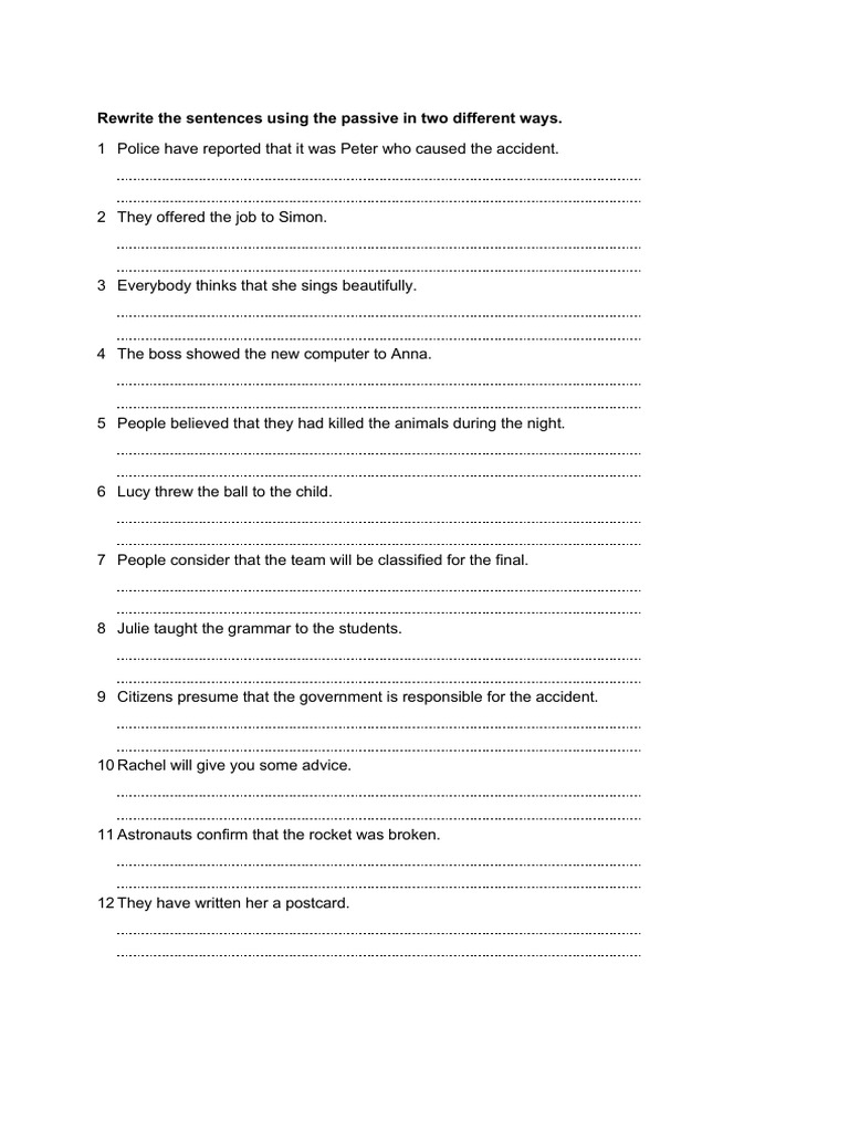 Passive Voice Exercise Examples | PDF