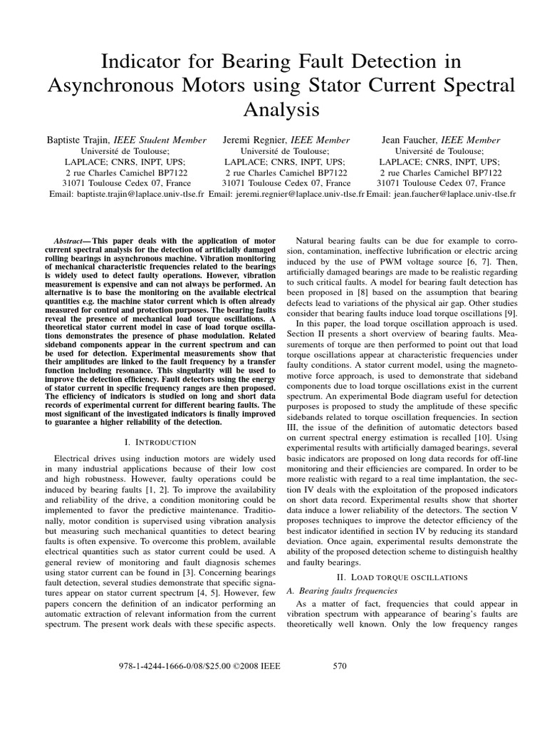 2indicator For Bearing Fault Detection in Asynchronous Motors Using | PDF | Reliability ...