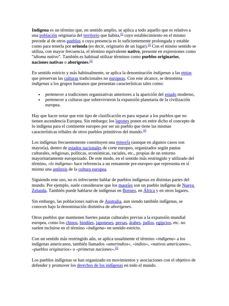 Definición y características de indígenas | PDF | Pueblos Indígenas de ...