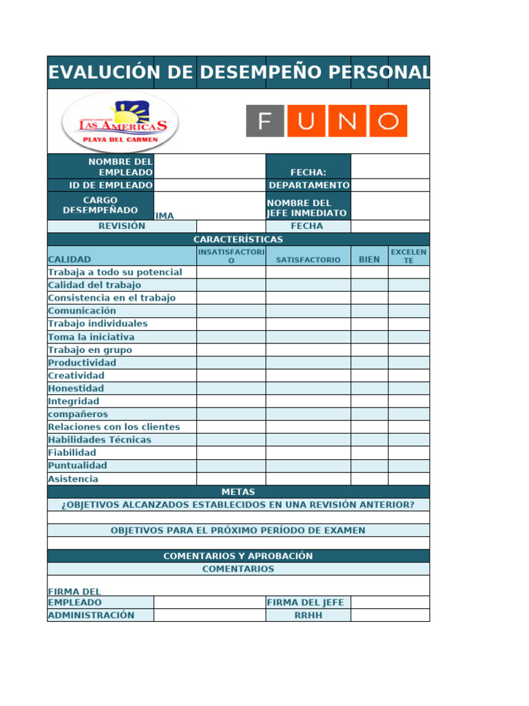 Formato Evaluacion de Desempeno Laboral | PDF
