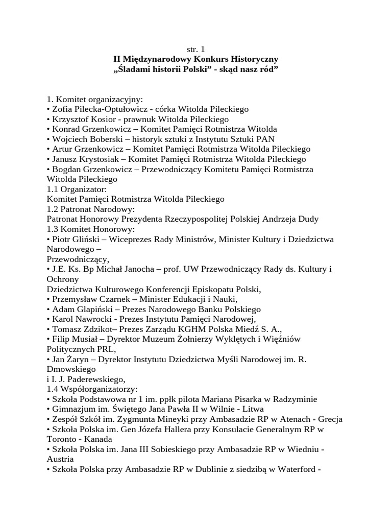 Konkurs Regulamin | PDF