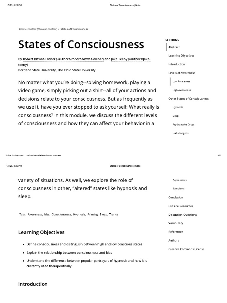 States of Consciousness _ Noba | PDF | Hypnosis | Sleep