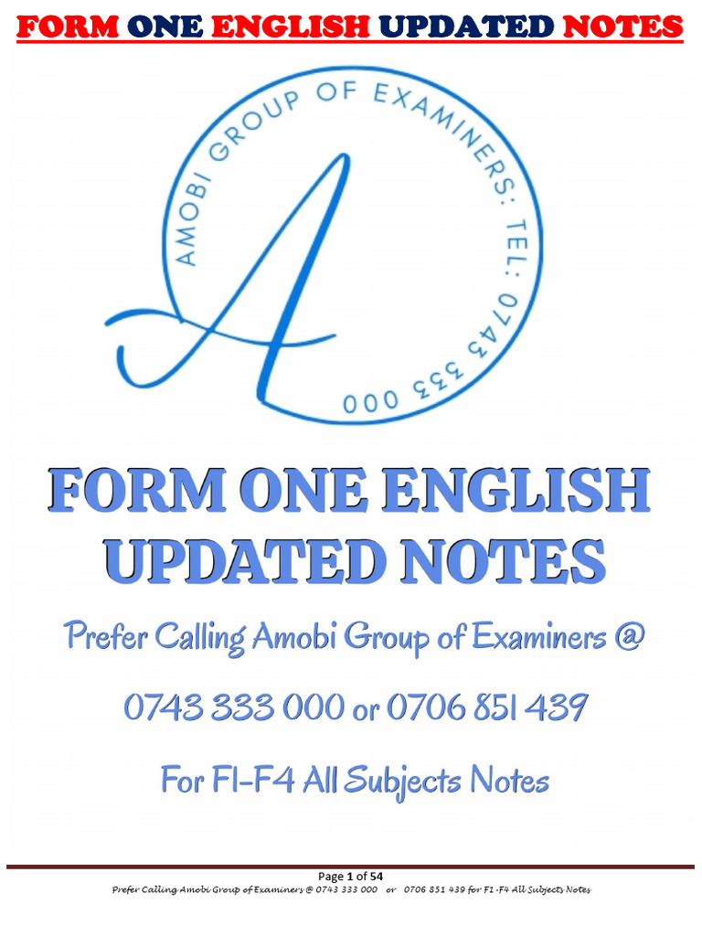 F1 English Updated Notes | PDF