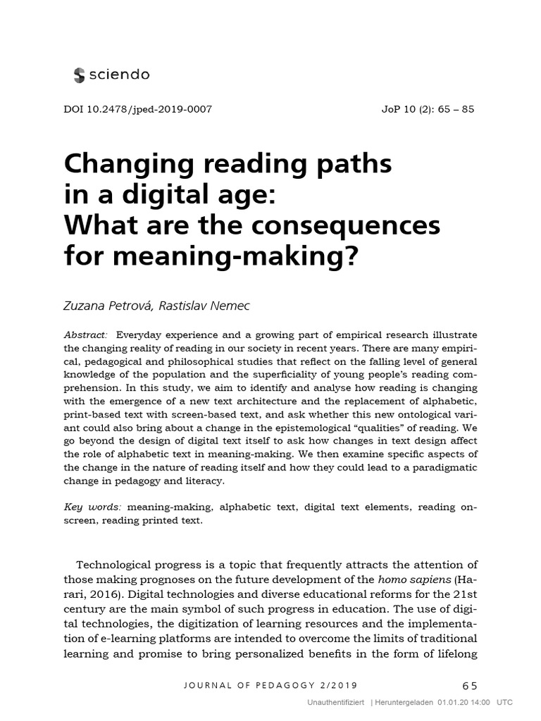 Changing Reading Paths in A Digital Age What Are T | PDF | Cognitive ...