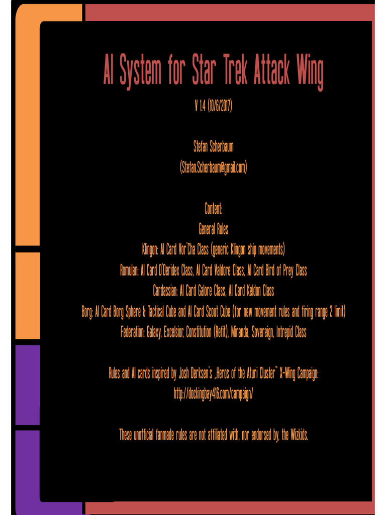 Star Trek Attack Wing AI Rules | PDF | Cardassian | Star Trek