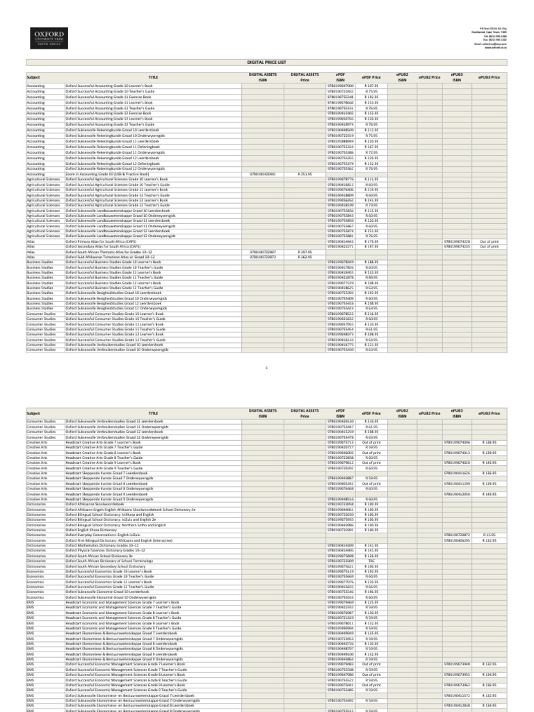 Oxford Digital Price List 2023 | PDF
