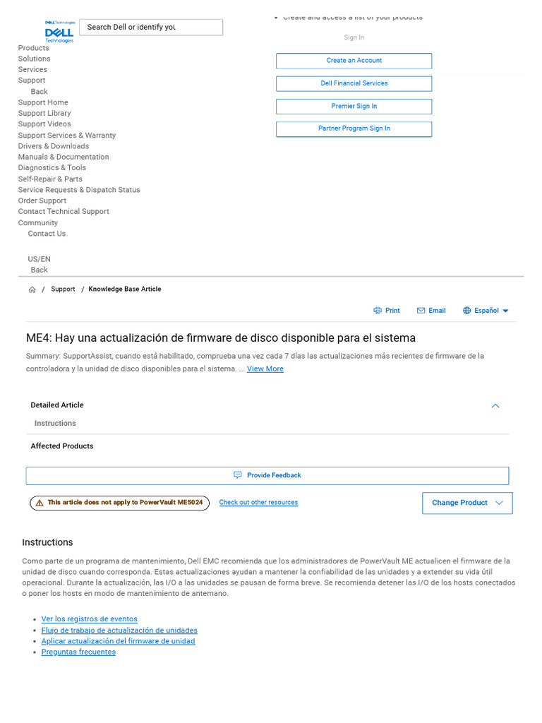 ME4_ Hay una actualización de firmware de disco disponible para el sistema _ Dell US | PDF ...