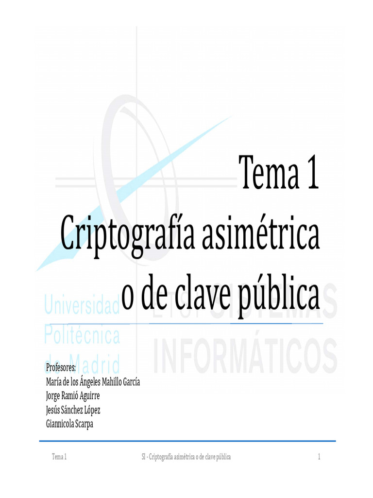 SI 20-21 Tema1 Criptografia Asimetrica | PDF | Criptografía de clave ...