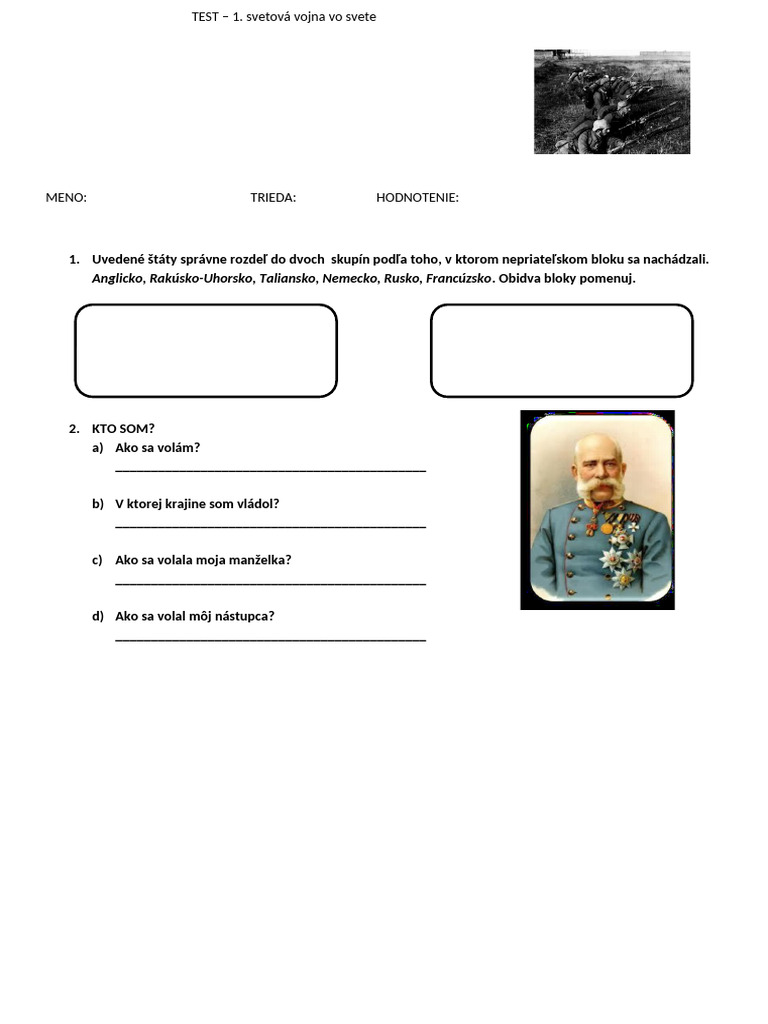 Test - 1. Svetová Vojna | PDF
