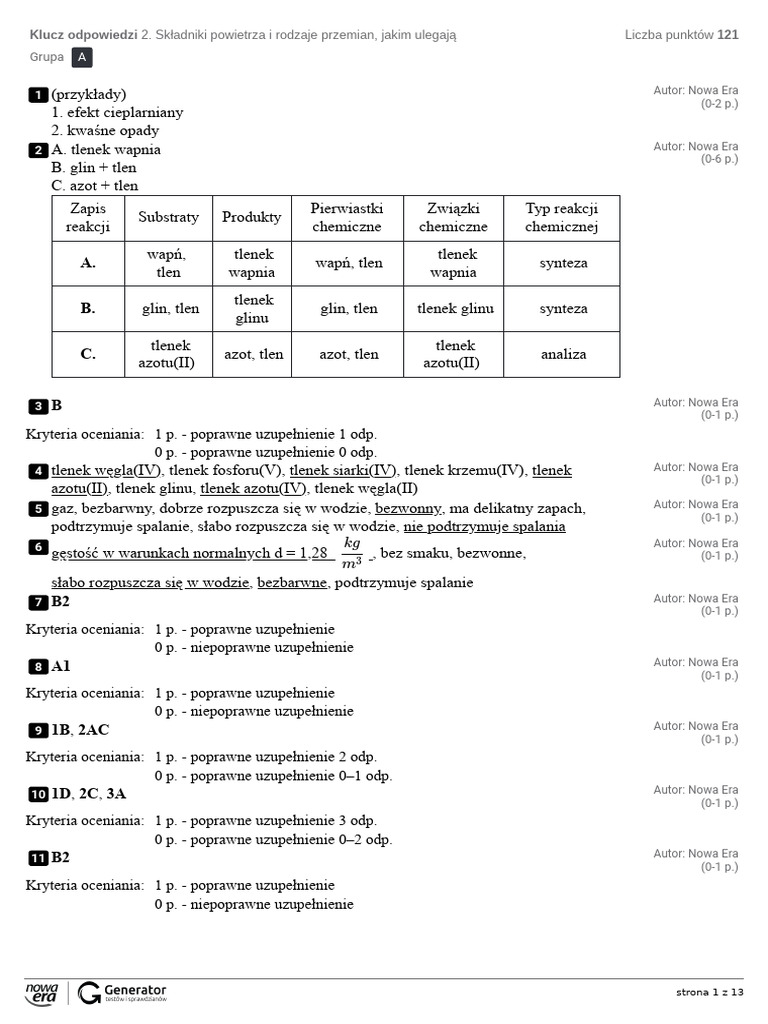 Składniki Powietrza I Rodzaje Przemian, Jakim Ulegają Baza Odpowiedzi | PDF