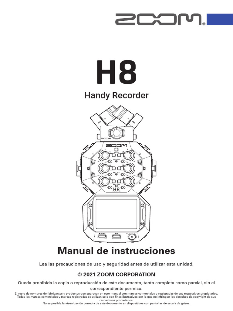 Manual de Usuario ZOOM H8 | PDF | Aplicación movil | Derechos de autor