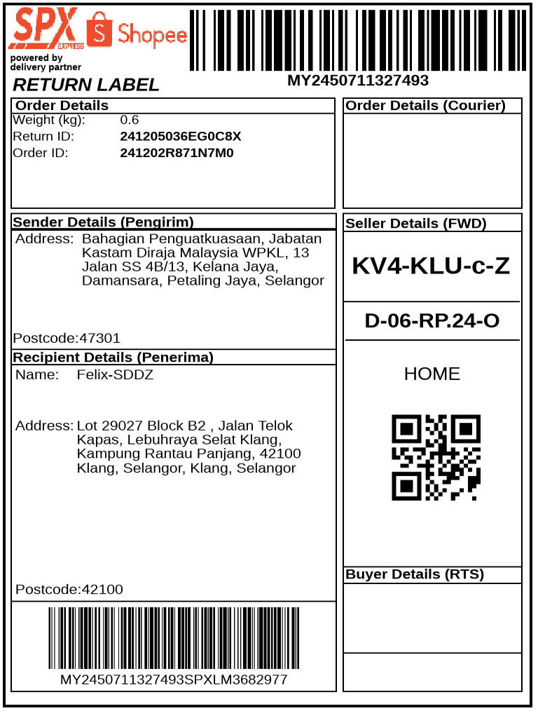 Return Label and Order Details for Delivery | PDF