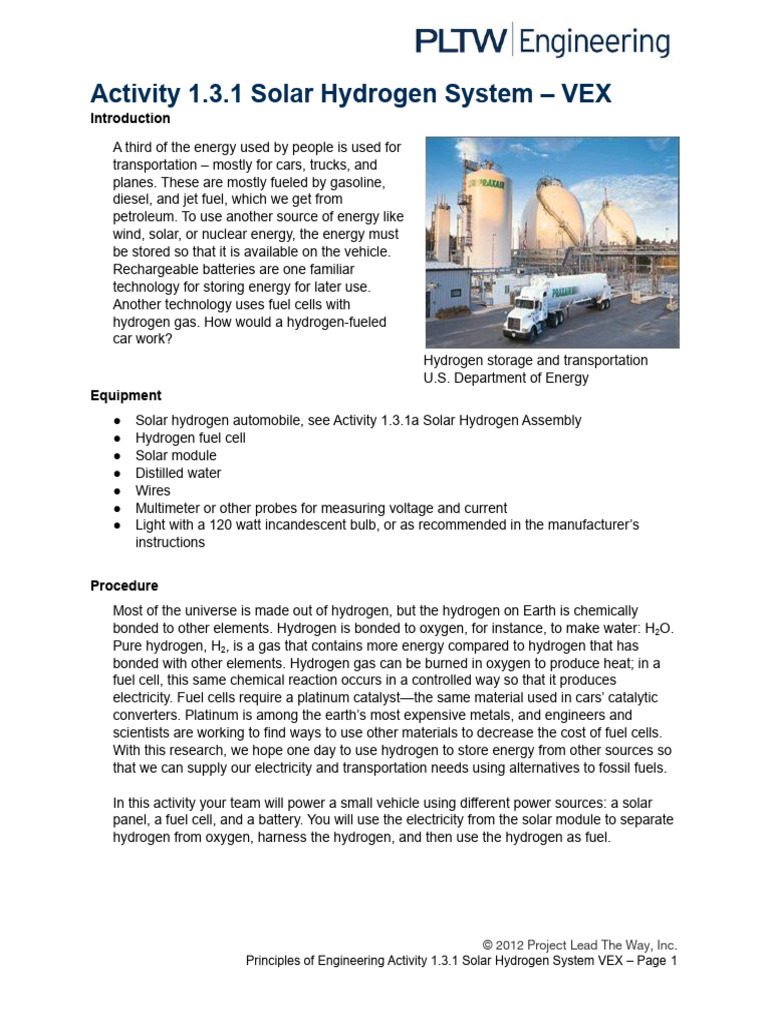 1 3 1 A VEX SolarHydrogenSystem | PDF | Solar Panel | Hydrogen