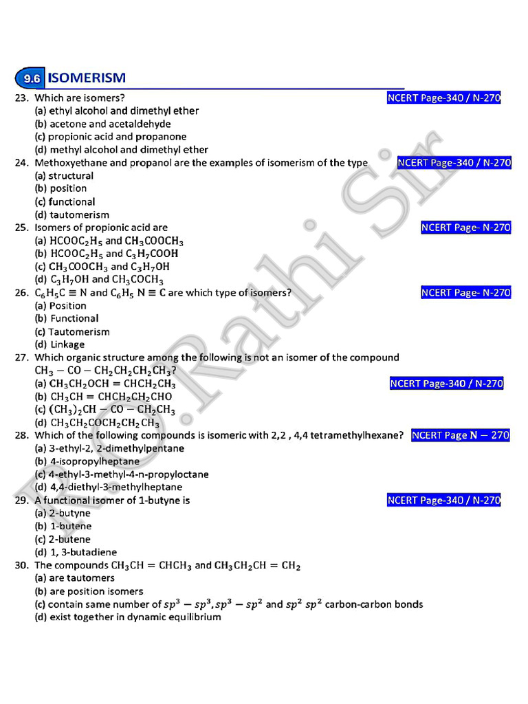 Isomerism DPP by Raj Rathi Sir | PDF