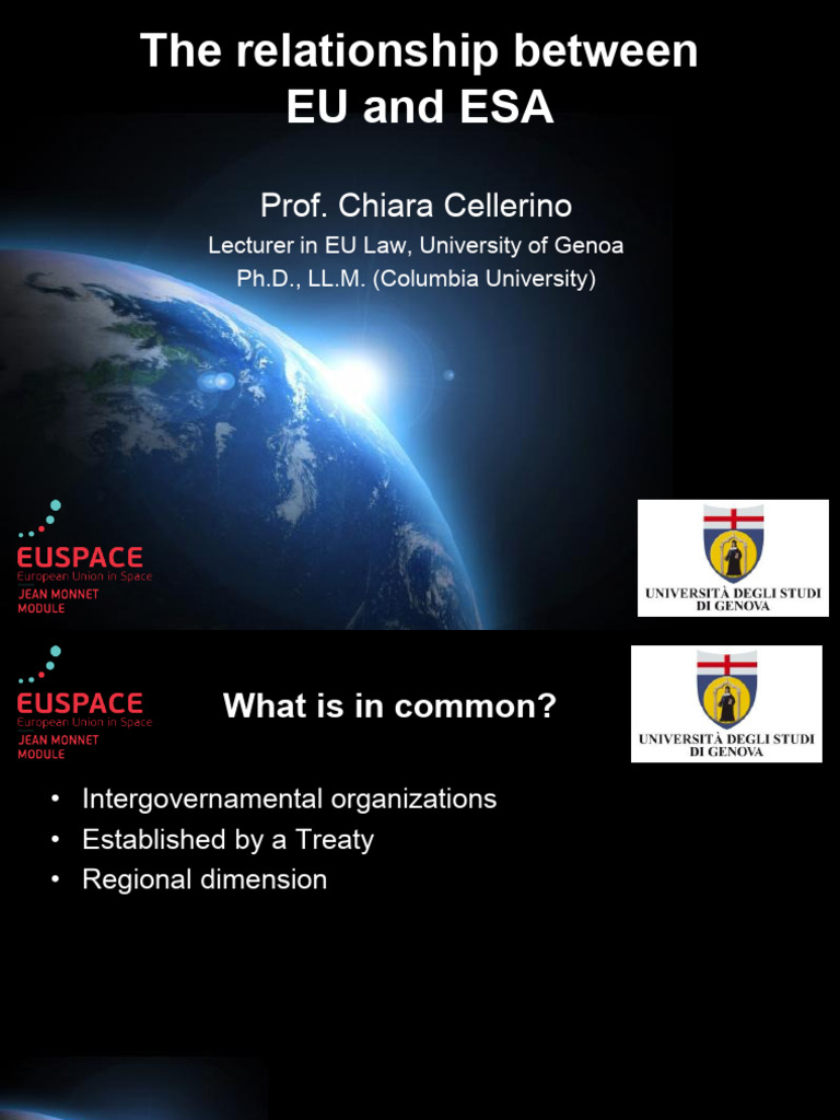 Relations UE-ESA - Slides-Chiara-Cellerino | PDF | European Union | European Space Agency