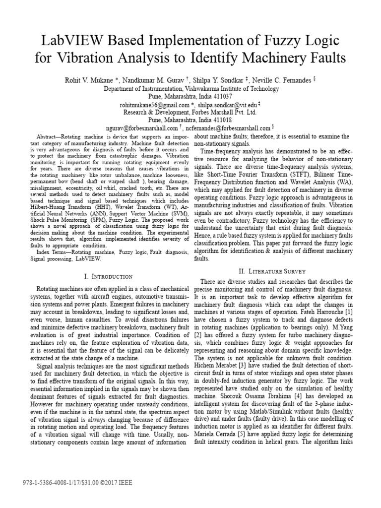 LabVIEW Based Implementation of Fuzzy Logic For Vibration Analysis | PDF | Fuzzy Logic ...