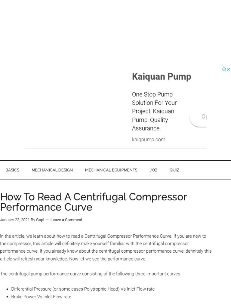 How To Read A Centrifugal Compressor Performance Curve | PDF | Applied ...