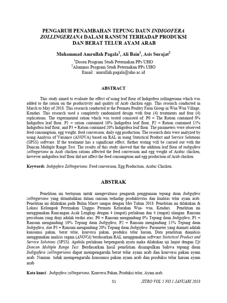Pengaruh Penambahan Tepung Daun Indigofe | PDF