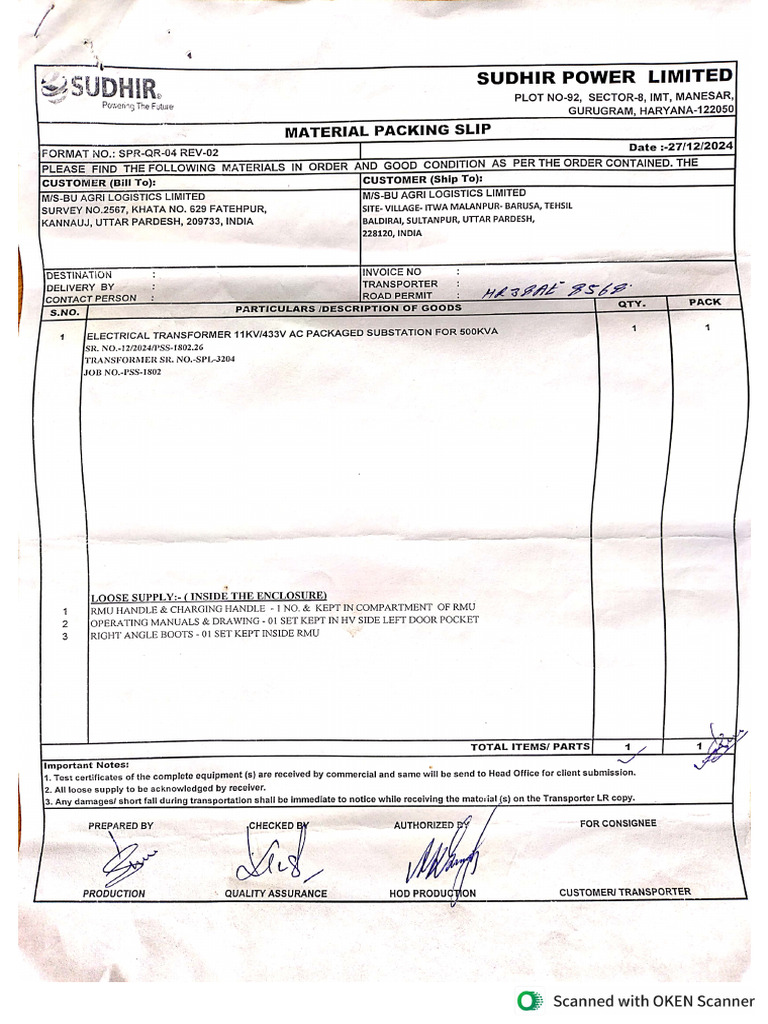 Sudhir Power Limited (Transformer) | PDF