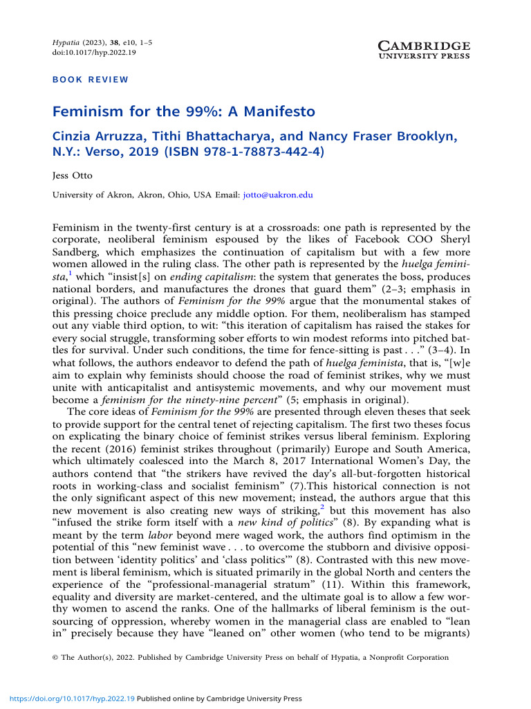 Feminism For The 99percent A Manifesto Cinzia Arruzza Tithi ...