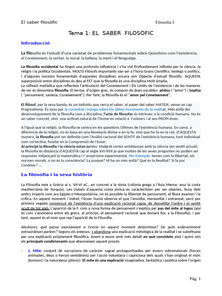 0 - apunts-Intro-Filo1-origen-histo-etapes - Activitats-21-22 | PDF