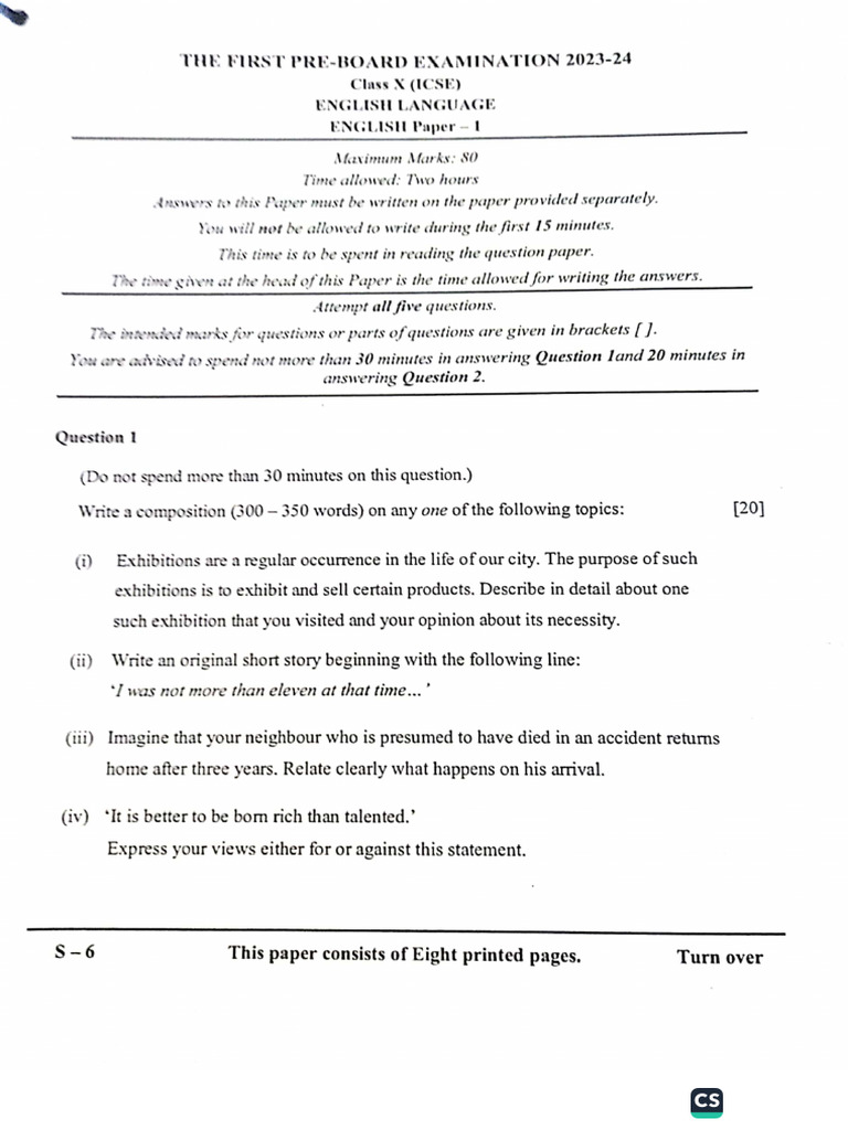 X - 1st PreBoard 2023-24 | PDF