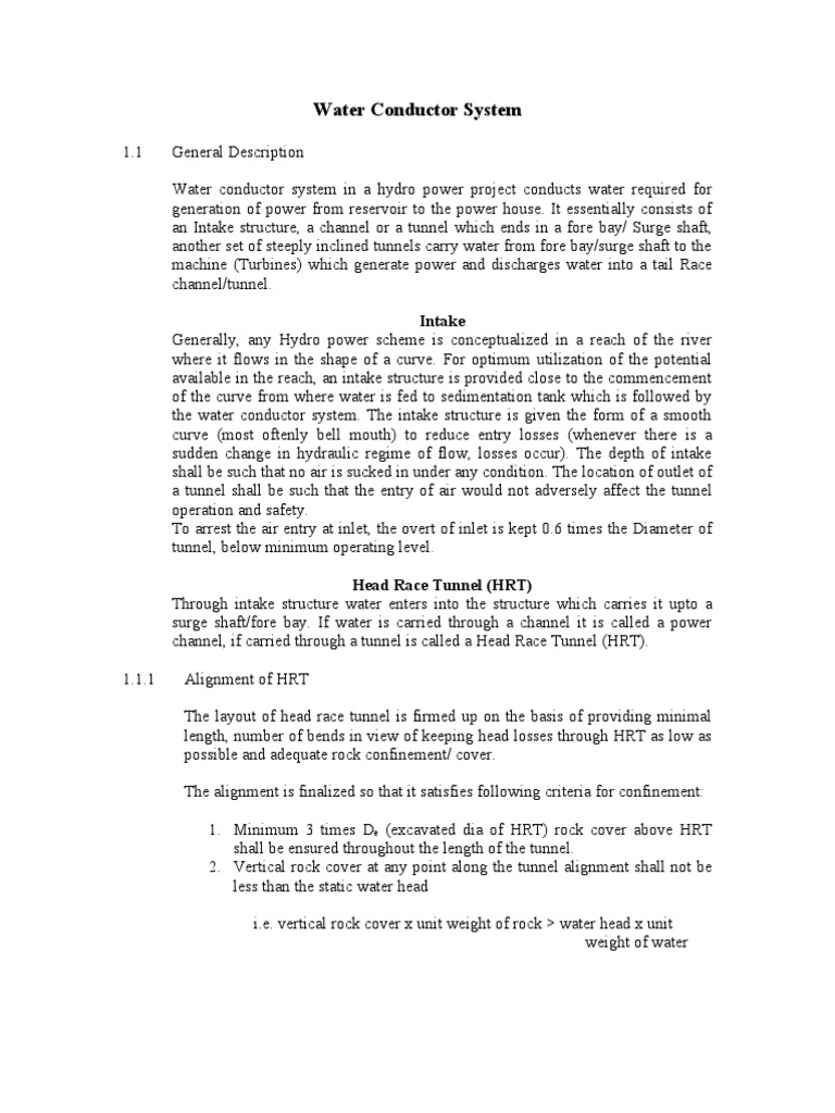 Water Conductor System | PDF | Tunnel | Reservoir