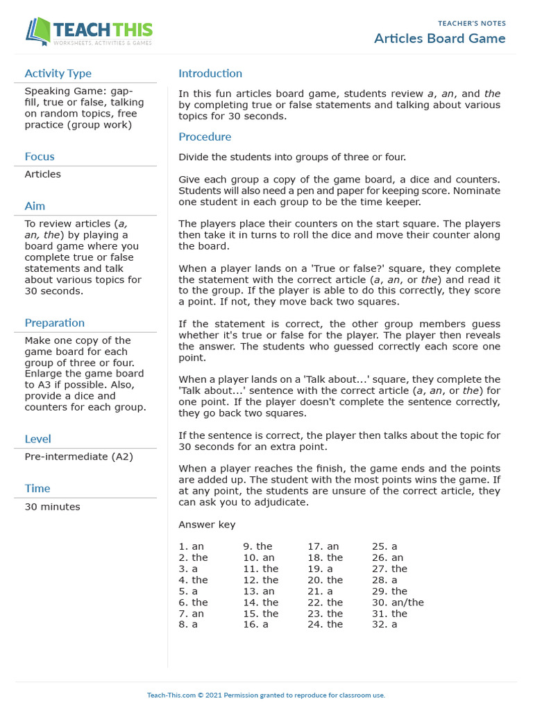 Articles Board Game | PDF