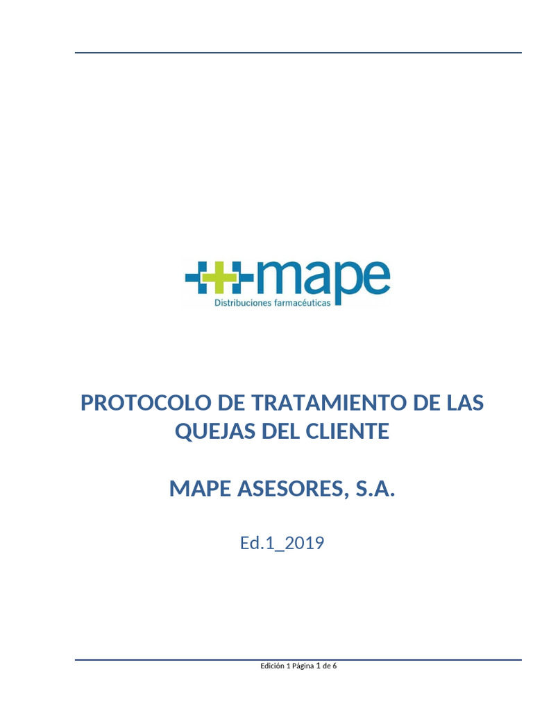 MAPE ASESORES-Proceso Tratamiento Quejas 2019 | PDF