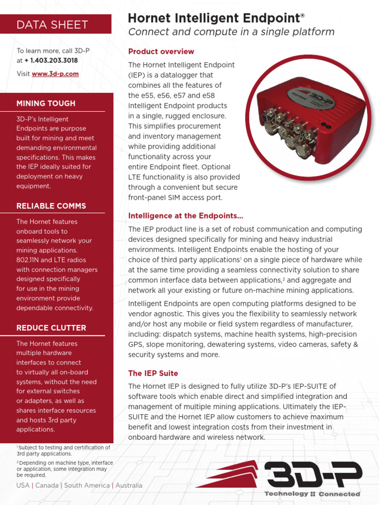 3D P Hornet Intelligent Endpoint Datasheet | PDF | Operating System | Multi Core Processor
